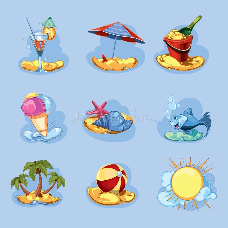Summer icon pack stock vector. Illustration of climate - 53864862