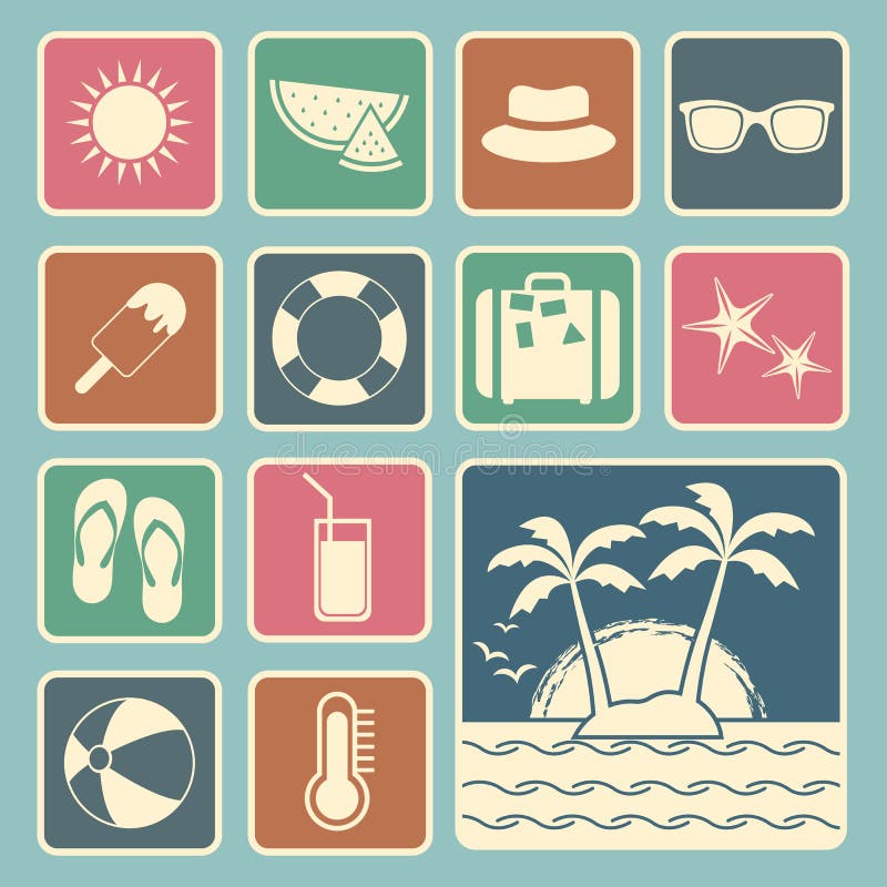 Summer icon stock vector. Illustration of ball, cocktail - 44679376