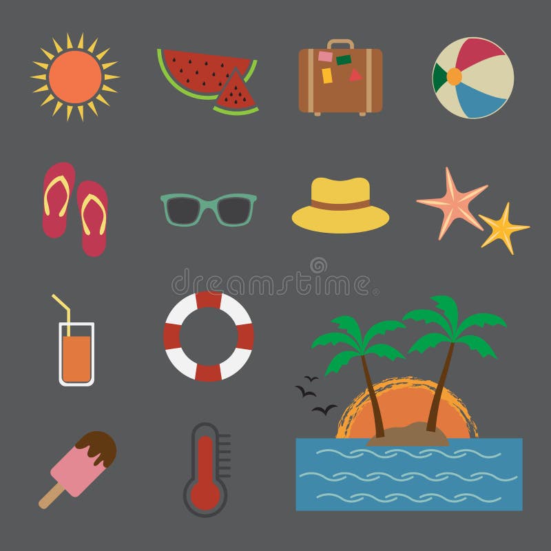 Summer icon stock vector. Illustration of tourism, glasses - 44679564