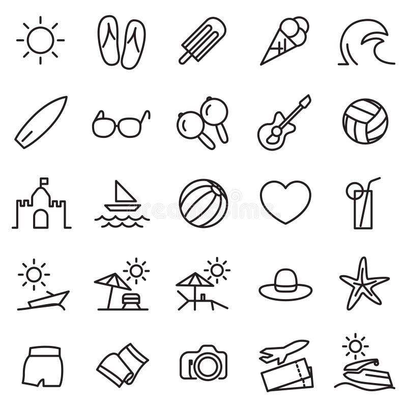Summer Icon Set for Mobile and Web Stock Illustration - Illustration of ...