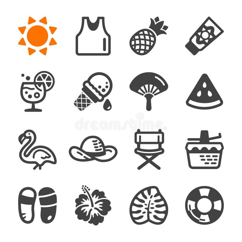 Summer icon set stock vector. Illustration of monstera - 146802573
