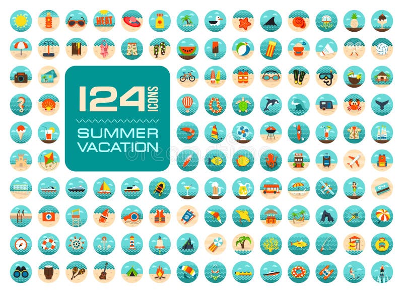 Excursion Sea Pin Map Icon Set. Summer. Vacation Stock Vector ...
