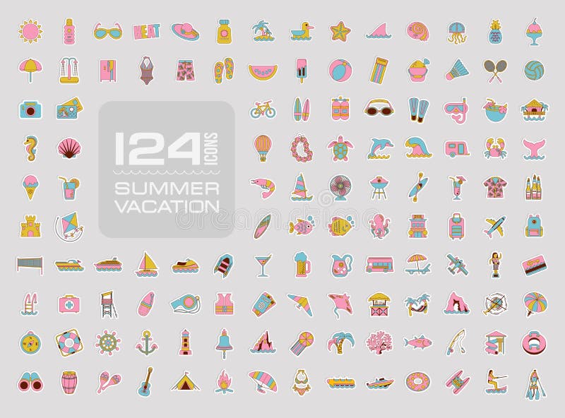 Excursion Sea Pin Map Icon Set. Summer. Vacation Stock Vector ...