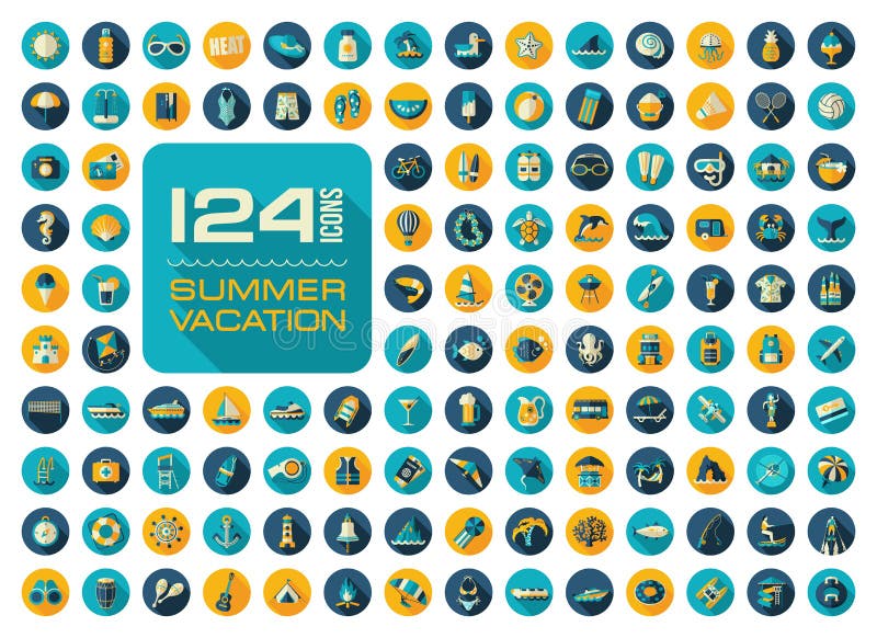 Excursion Sea Pin Map Icon Set. Summer. Vacation Stock Vector ...