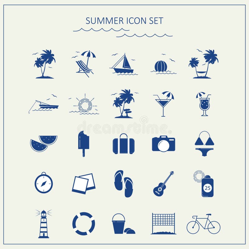 Summer Icon Set. Vector Illustration Decorative Design Stock Vector ...