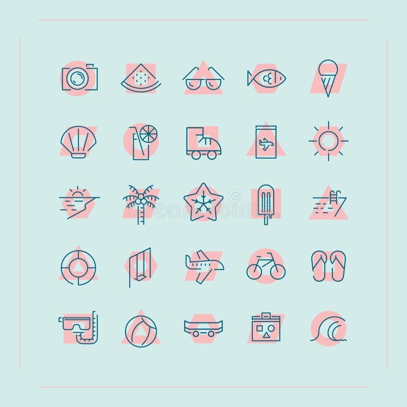 Summer Icon Set. Vector Illustration Decorative Design Stock Vector ...