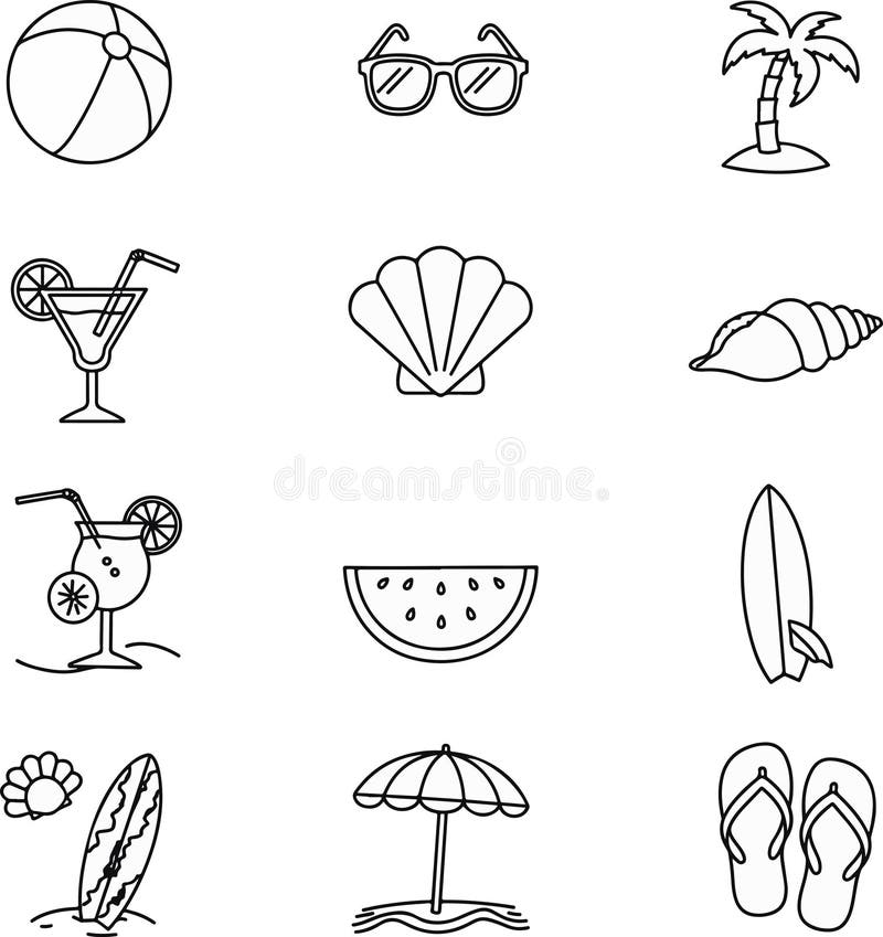 Summer icon sets for web stock vector. Illustration of food - 367043204