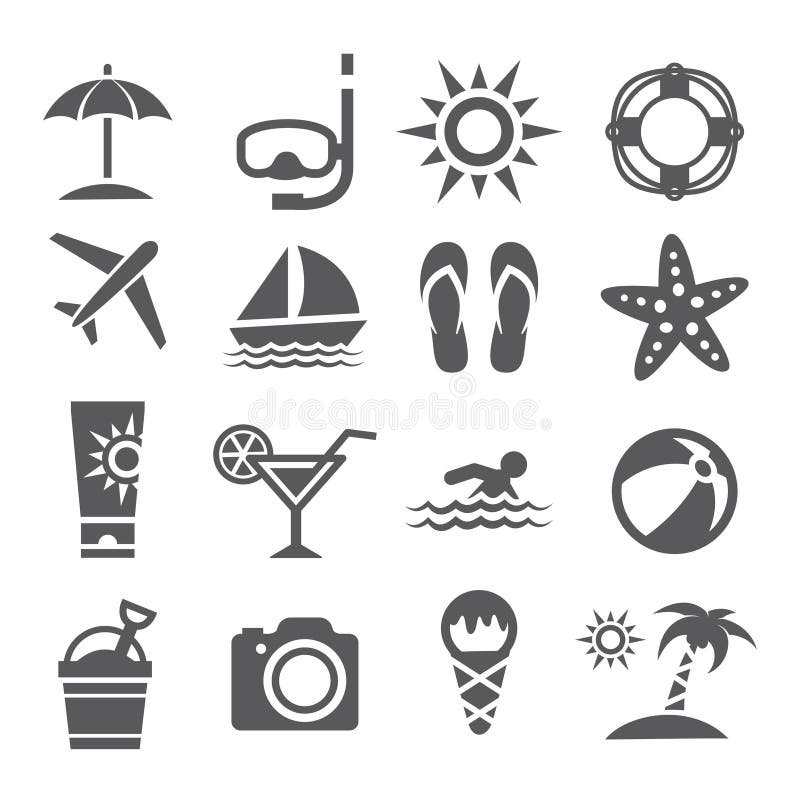 Summer icons stock vector. Illustration of relax, dive - 31331843