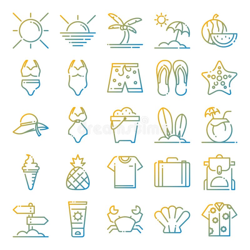 Summer icons pack stock illustration. Illustration of camera - 146988611