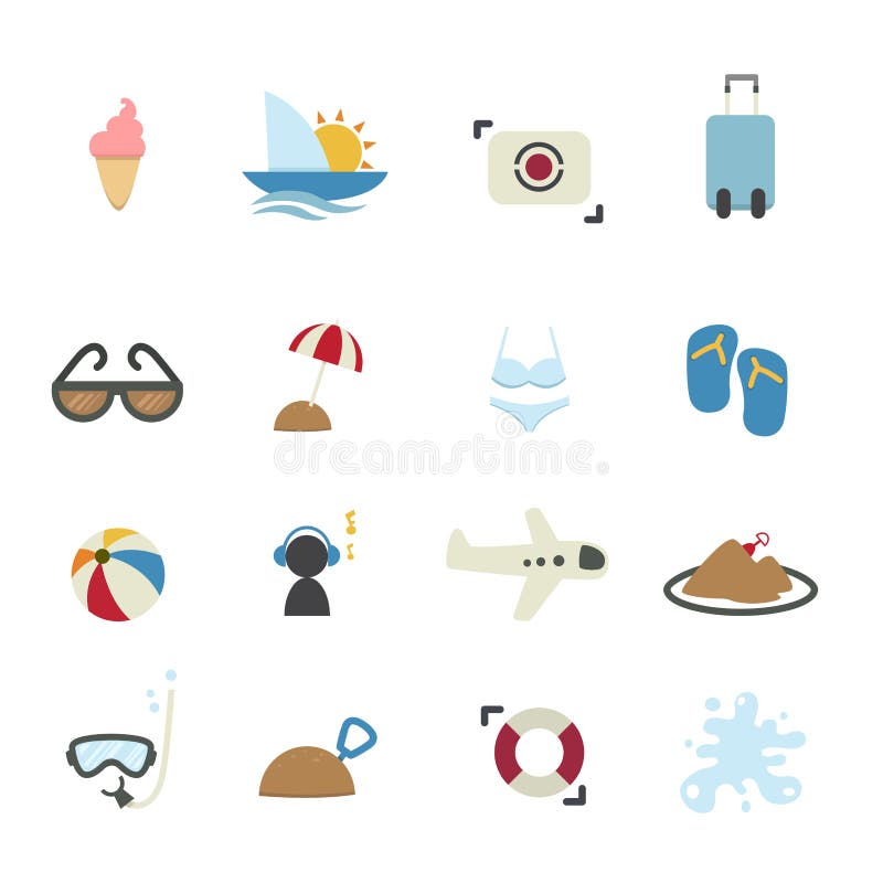 Summer Icons set stock vector. Illustration of resting - 42434391