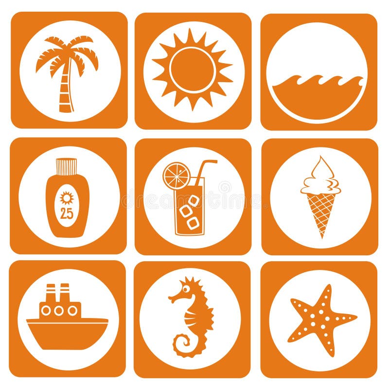 Summer icons stock vector. Illustration of lotion, illustrations - 36600221