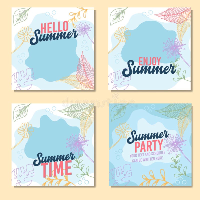 Summer Instagram or Social Media Post Background Stock Vector ...