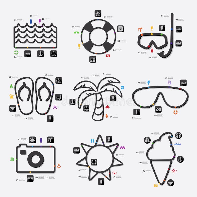 Summer infographic stock vector. Illustration of pictogram - 57133774