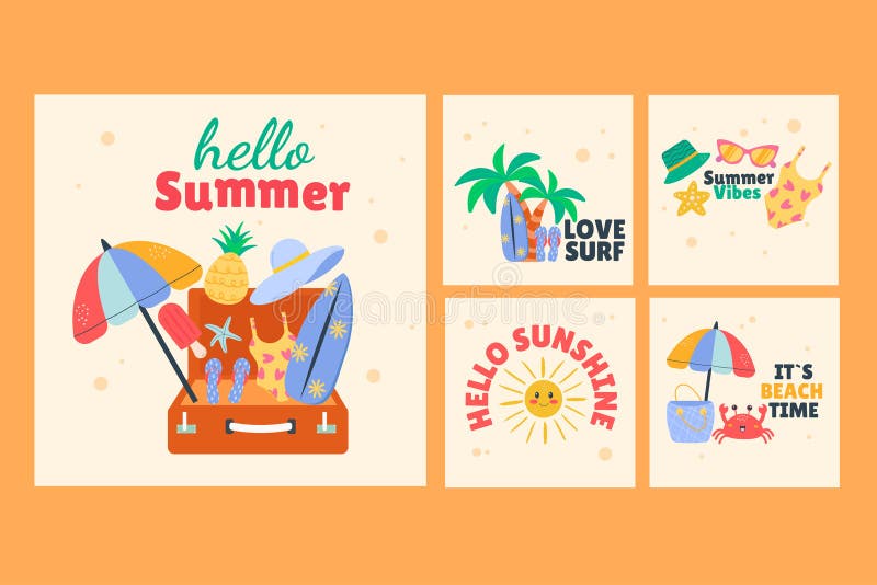 Summer Instagram Post Collection. Social Media Stock Vector ...