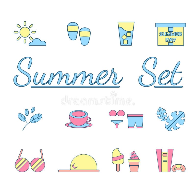 Summer item colored art stock vector. Illustration of icon - 254602701