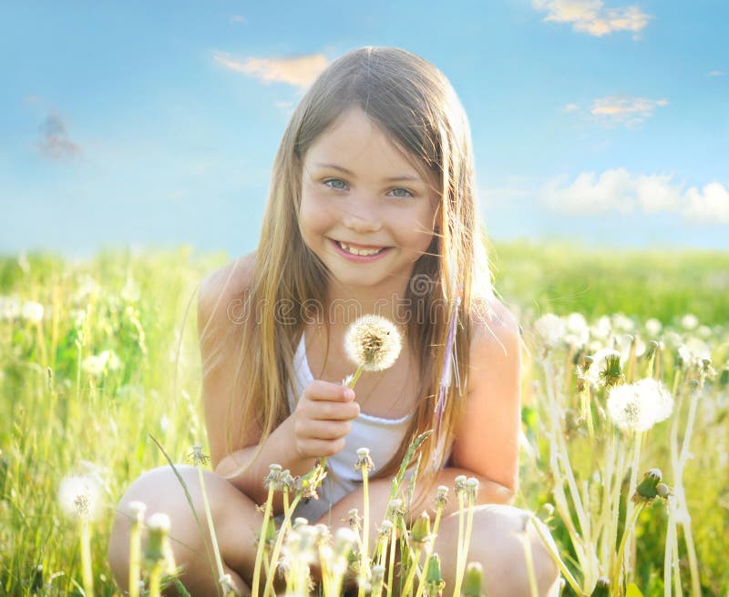 Summer joy stock image. Image of human, child, dandelion - 28174081