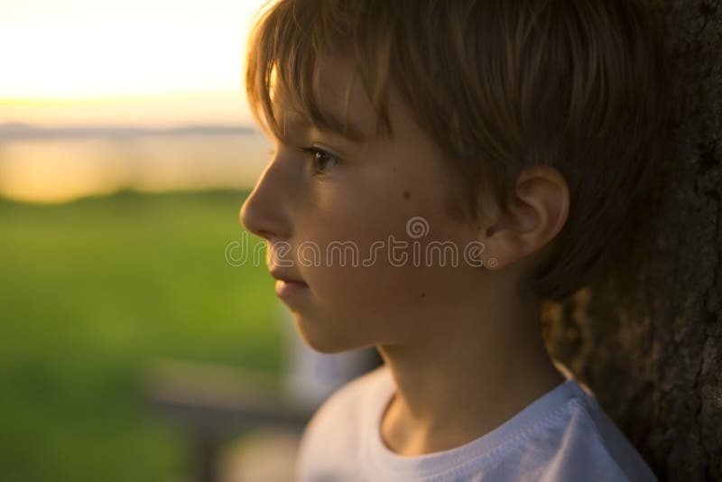 Summer Joy for Cute Kid at the Backlit Sunset Stock Image - Image of ...