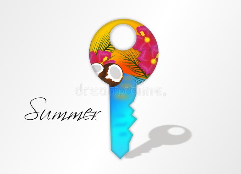 Summer Key stock illustration. Illustration of wave, hibiscus - 45754428
