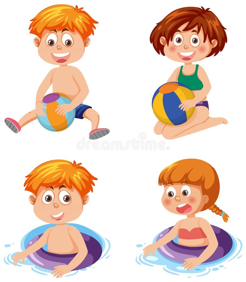 Summer kids characters set stock vector. Illustration of graphic ...