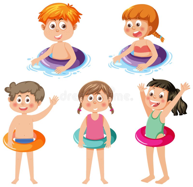 Summer kids characters set stock vector. Illustration of cartoon ...