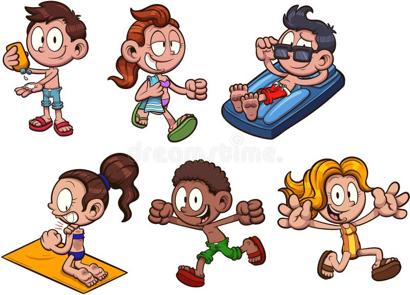 Summer Kids. Vector Illustration with Simple Gradients. Stock Vector ...