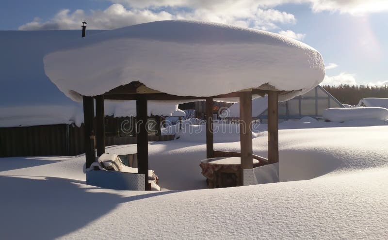 Summer Kitchen in Siberia Under Snowdrift Stock Image - Image of ...