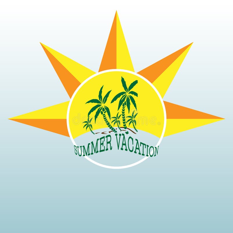 Summer Label Lettering Typography Vector Illustration on Light ...