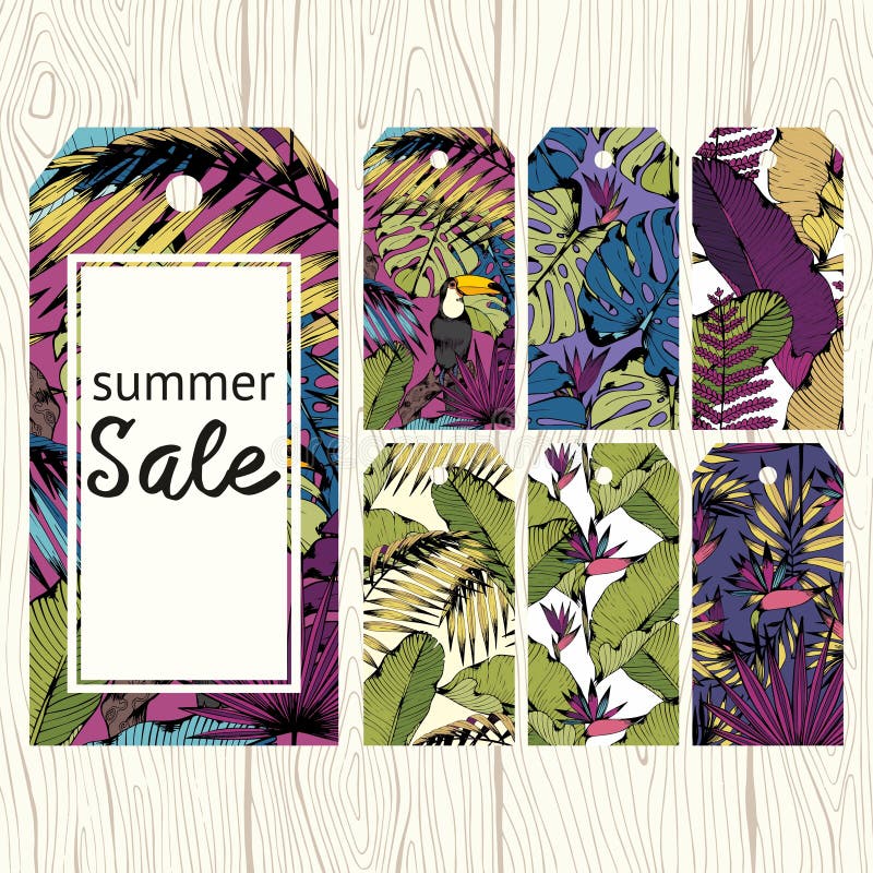 Summer Labels for Sale. Vector Set for Printing Stock Vector ...