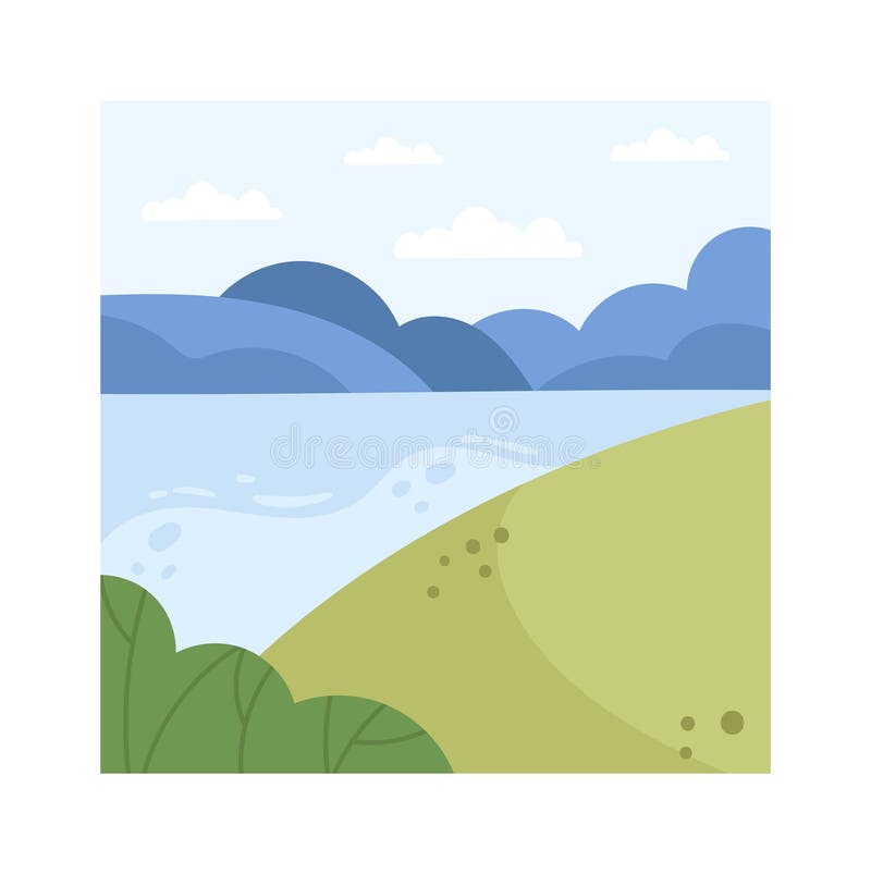 Summer Lake Landscape Background Stock Vector - Illustration of scenery ...