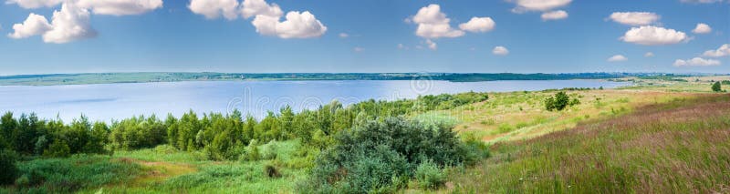 Summer Lake Panorama View. Five Shots Stitch Image Stock Image - Image ...