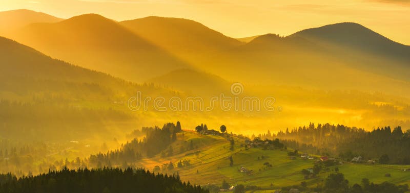 Summer land stock image. Image of land, misty, sunrise - 62552085