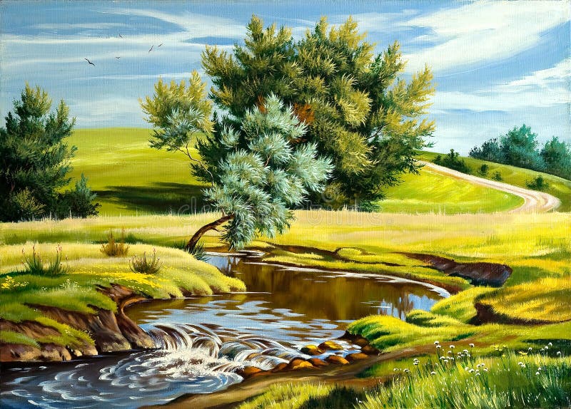 Summer landscape stock illustration. Illustration of nature - 8822891