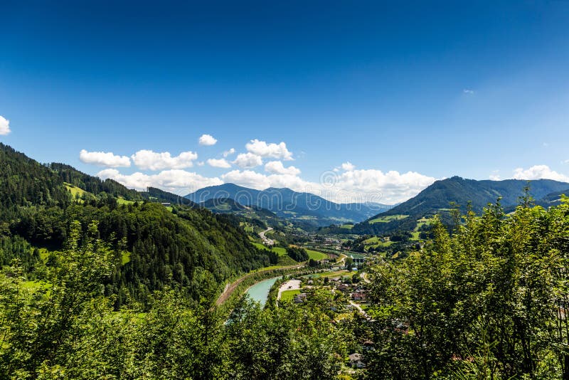 Summer Landscape in Austrian Alps Stock Image - Image of bayern, land ...