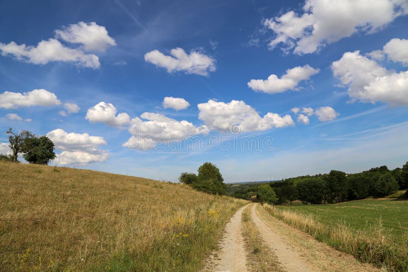 Summer Landscape with Blue Sky and Clouds Stock Image - Image of white ...