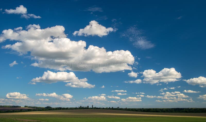 Summer Landscape with Blue Sky and White Clouds Stock Photo - Image of ...