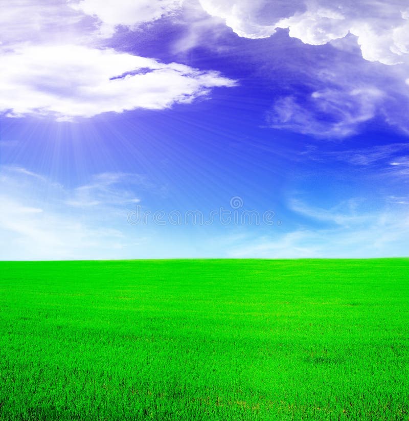 Summer Landscape - Blue Sunny Sky Stock Image - Image of dramatic ...
