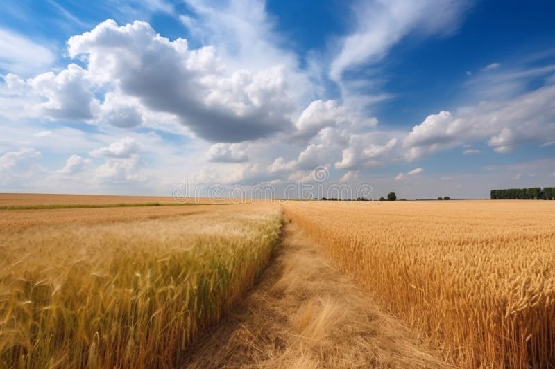 Summer Landscape. Dry Sky and Wheat Field Stock Illustration ...