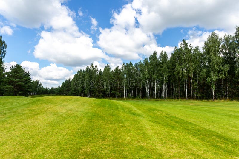 Summer Landscape Golf Course Panorama and Background Stock Photo ...