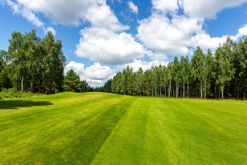 Summer Landscape Golf Course Panorama and Background Stock Photo ...