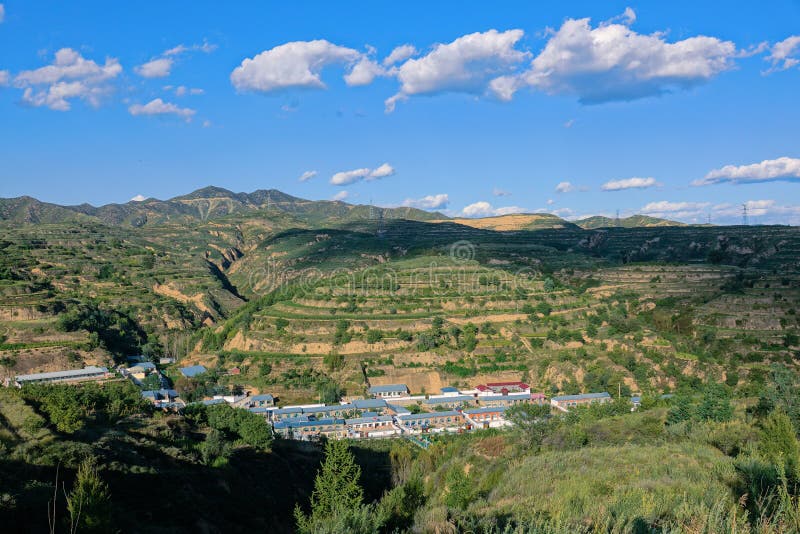 Summer Landscape of Loess Plateau Stock Photo - Image of natural, hills ...