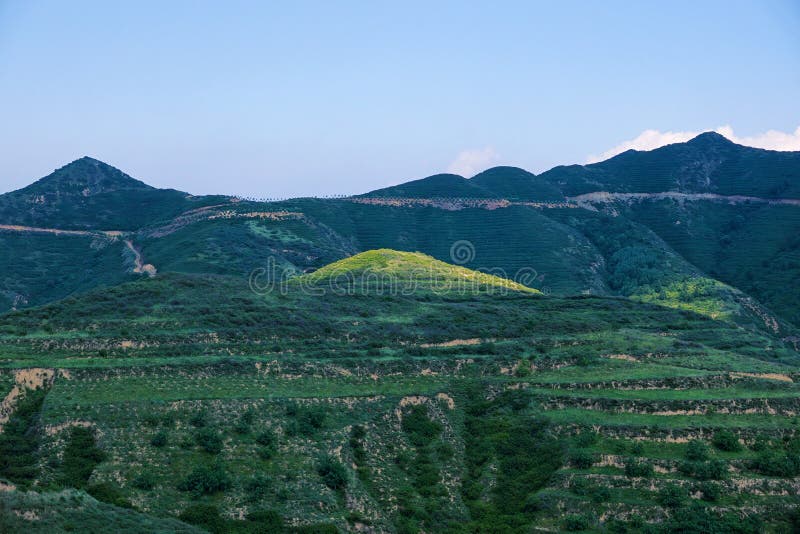Summer Loess Plateau Scenery Stock Photo - Image of china, loess: 191854504