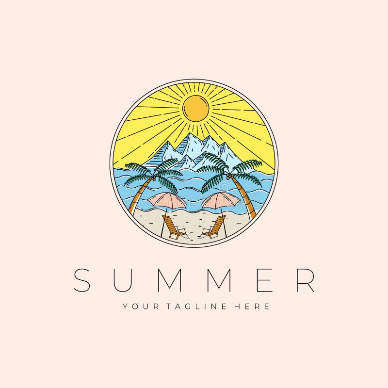 Summer Landscape Logo Vector Illustration Design, Beach Landscape ...