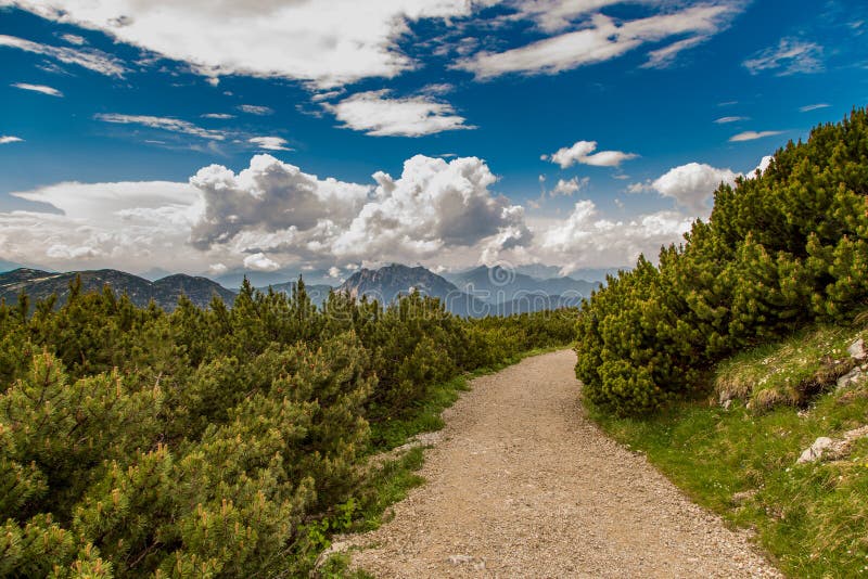 Summer Landscape. Mountain Path on the Blue Sky Background Stock Image ...