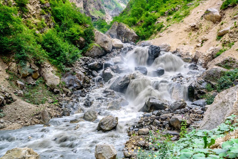 Summer Landscape with Mountain Wild Stream Stock Photo - Image of ...