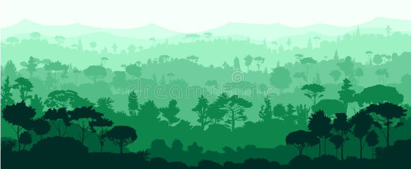 Summer Landscape. Mountains Forest, Sunny Day. Vector Illustration ...