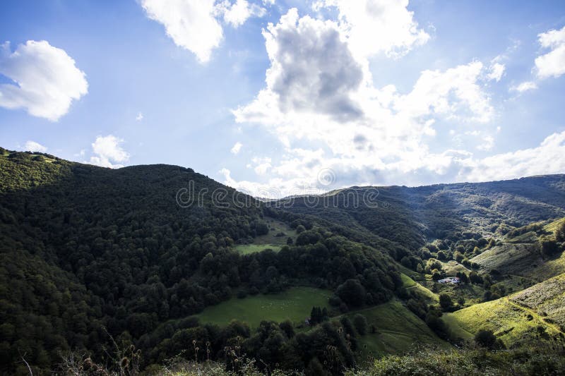 Summer Landscape in the Mountains of Navarra, Pyrenees, Spain Stock ...