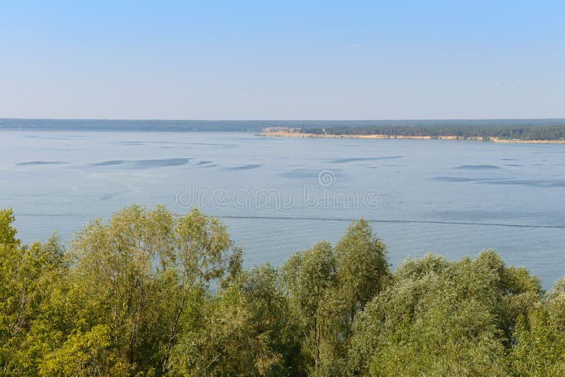 Summer Landscape Overlooking the Wide River Stock Photo - Image of ...