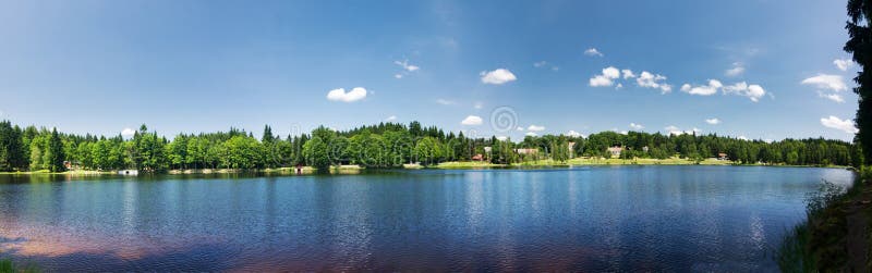 Summer Landscape with a Pond - Panoramic View Stock Photo - Image of ...