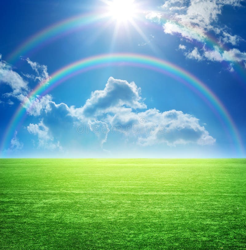 Landscape with a rainbow stock image. Image of clear - 30243949