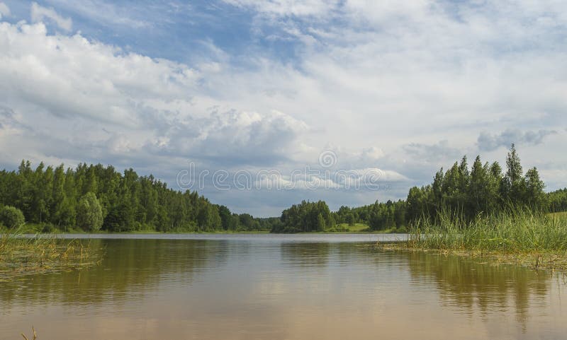 Summer Landscape on a River Stock Image - Image of summer, rain: 306241873